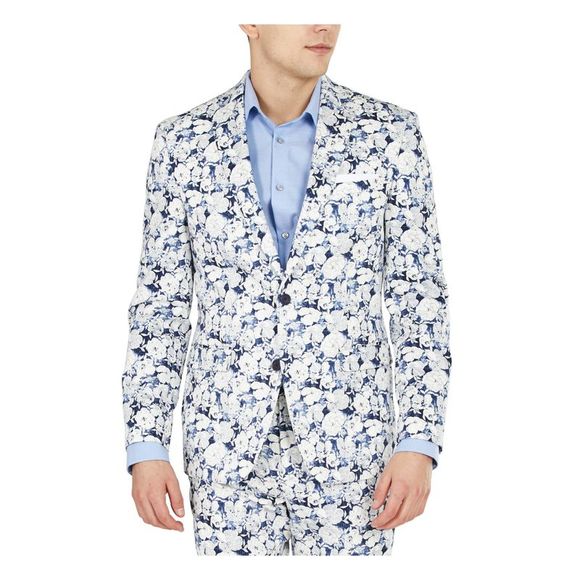 Bar III | Suits & Blazers | Bar Iii Mens Navy Single Breasted Floral ...